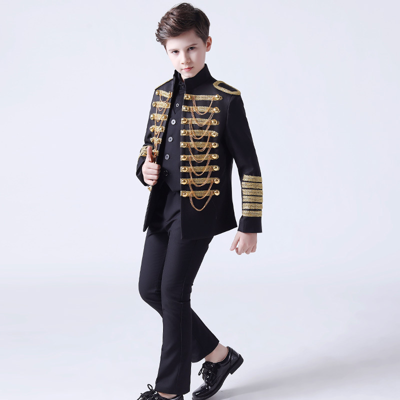 Boy's jazz dance sequin coats chorus host singer performance jacket ...