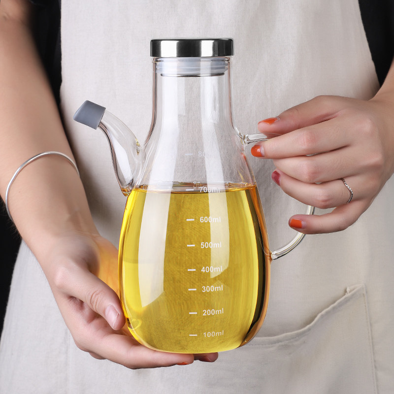Kitchen household glass oil pot leak-proof and non-leaking oil tank ...