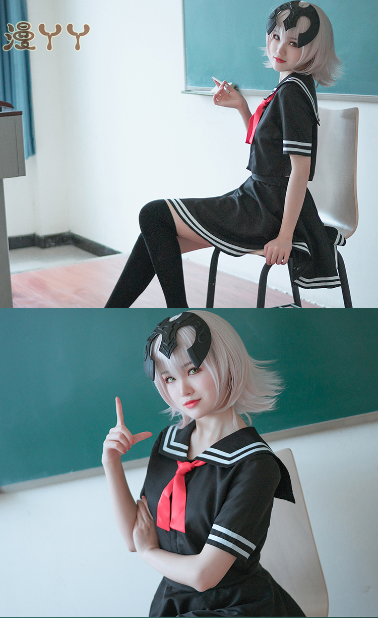 现货 Fate FGO黑贞白贞德JK cos水手服假发大佬女装假-阿里巴巴