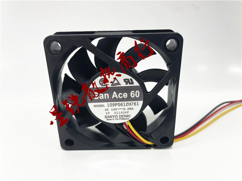 三洋San Ace 60 12V 0.09A 109P0612H761 3线 6cm变频器 散热风扇
