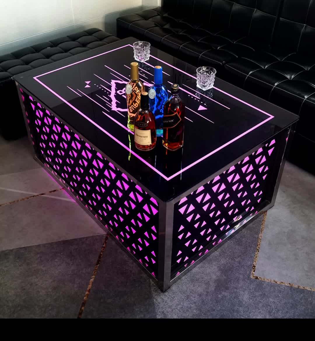 Commercial Modern Glass Metal Led Luminous Cocktail Bar Tables Led ...