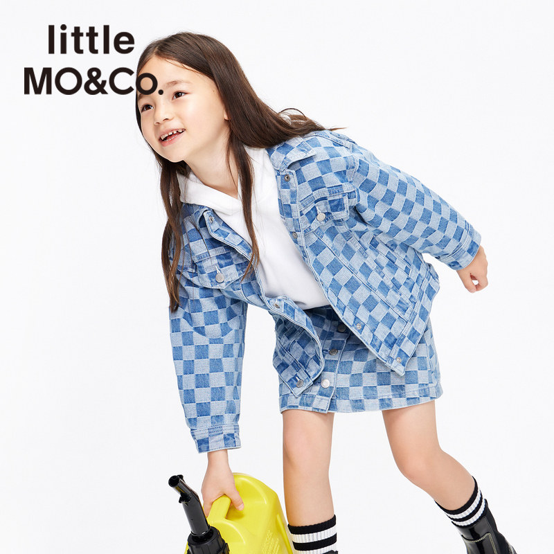 little moco童装春秋装：👧👦棋盘格牛仔夹克，中大童必备时尚单品！🌟-儿童牛仔外套-淘宝好物网