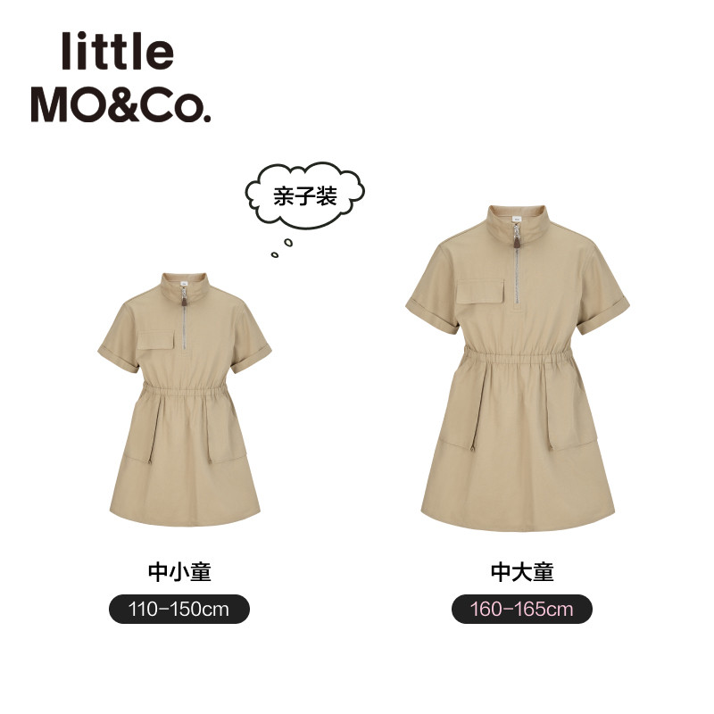 little moco 25秋装新款亲子装，工装风纯棉短袖连衣裙，妈妈宝贝同款时尚出行！-连衣裙-淘宝好物网