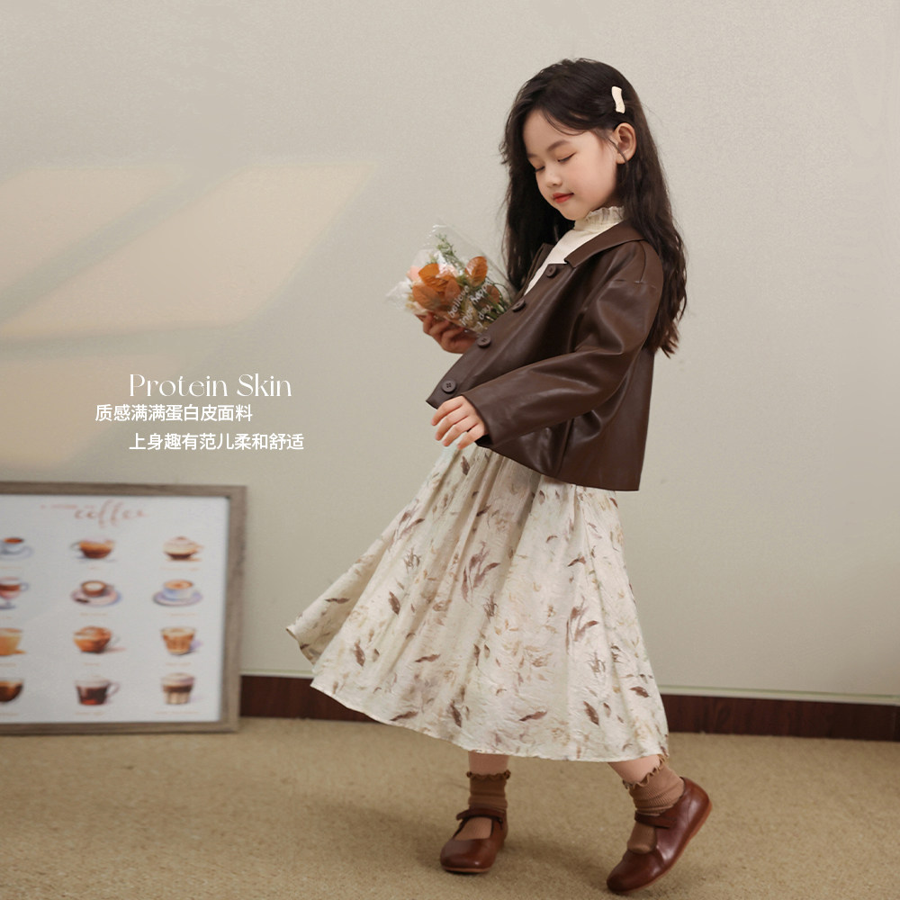 秋日小公主必备！NORNOR陈大猪女童皮衣外套，洋气出街就靠它啦！ 👗-夹克-淘宝百科网