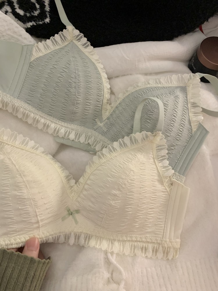 新款内衣女小胸聚拢显大无钢圈舒适收副乳性感蕾丝少女文胸罩套装-Taobao