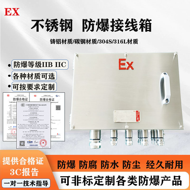 不鏽鋼防爆接線箱IICT6隔爆控制箱 監控設備端子盒配電箱空箱定製
