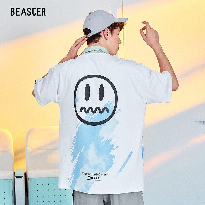 [USD 71.40] BEASTER little devil smiles short-sleeved T-shirt tide couple with summer loose tide ...