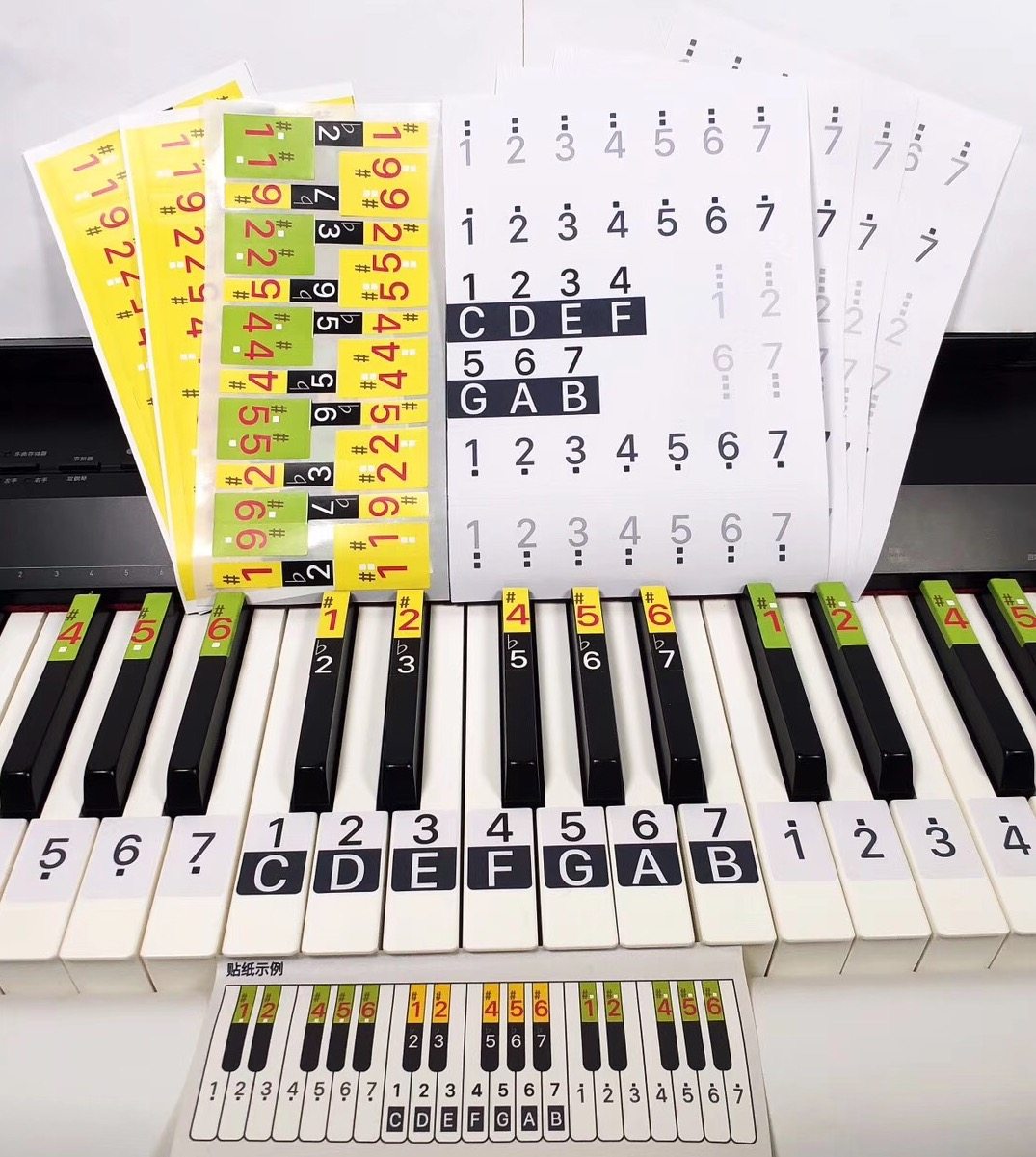 Piano keyboard stickers Watermelon piano stickers Chord table Selfie ...
