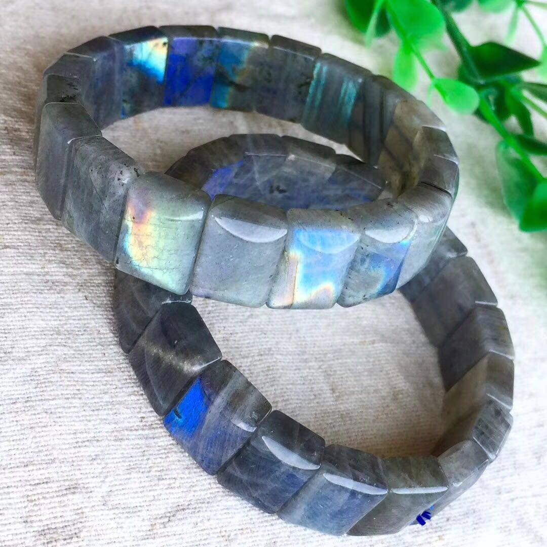 Buy Natural crystal elongated stone hand row lady Grey Moonlight Stone ...