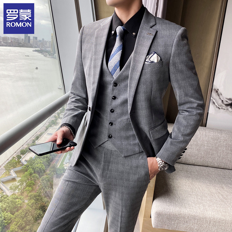[USD 298.28] romance suit men's three piece business slim work formal ...