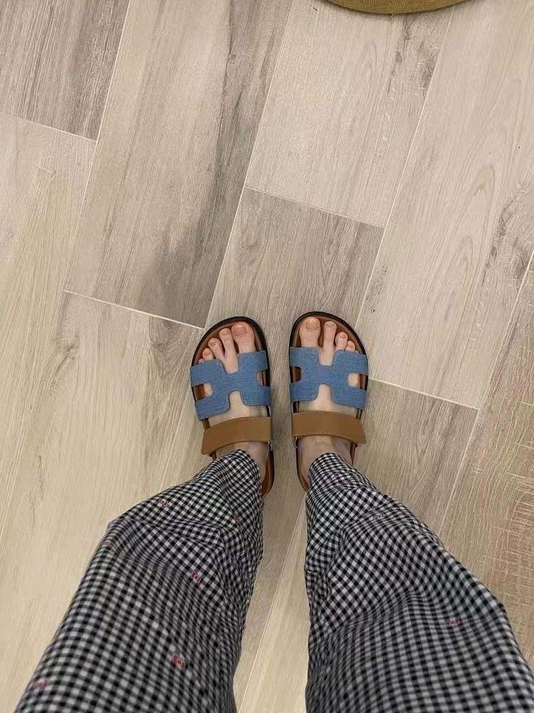 High Quality Genuine Leather Flat H Women's Sandals Casual Outer Wear ...