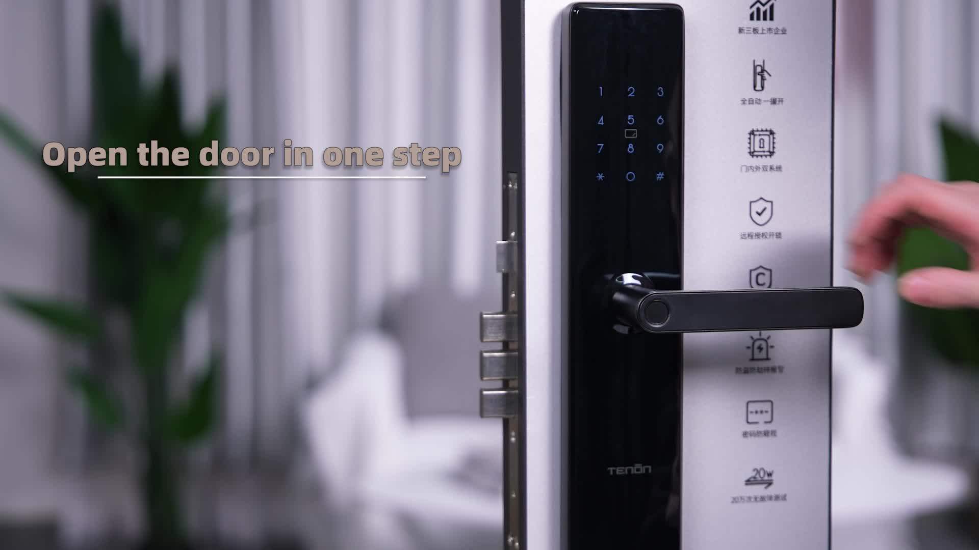 Home Electric Fingerprint Smart Lock Door Handle Waterproof Keyless ...