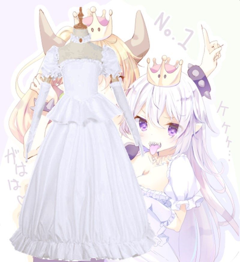 Booette King Boo Cosplay Costume Princess Koopa White Dress