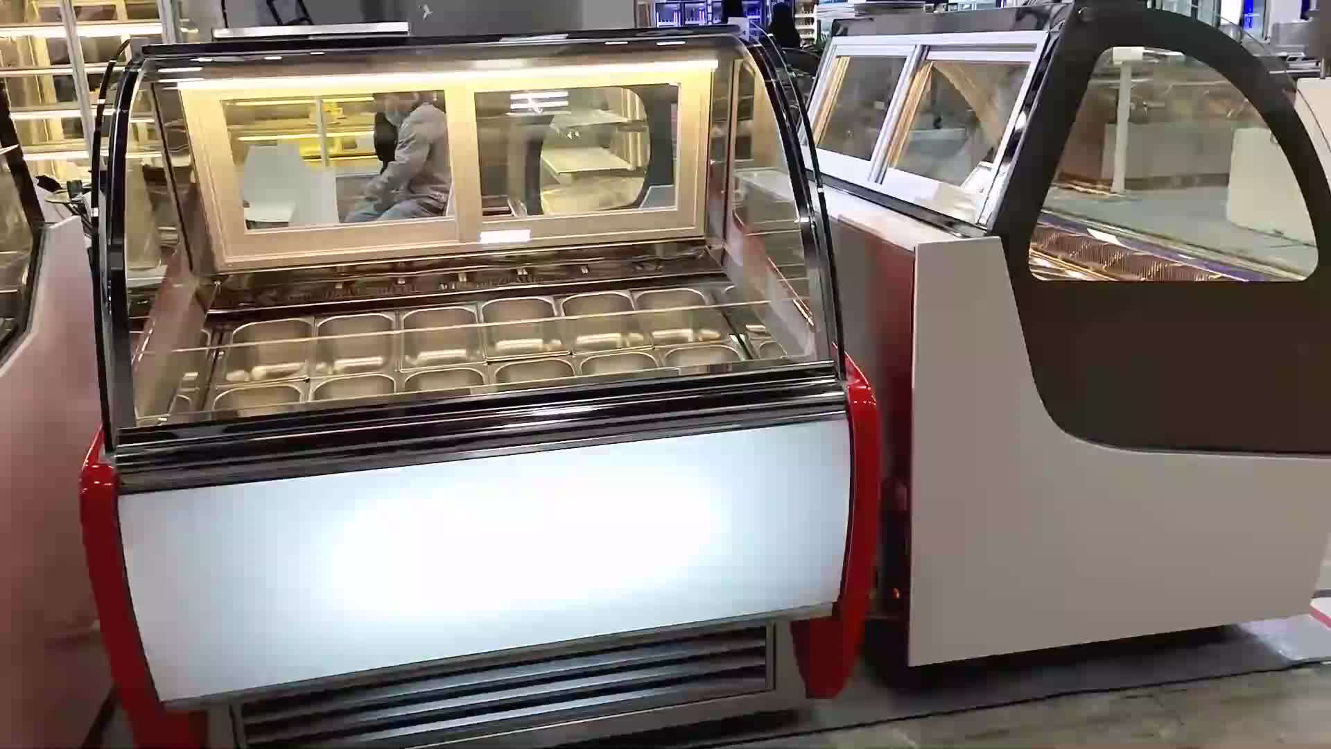 Kolice Ice Cream Cabinet Commercial Frozen Hard Ice Cream Glass Display ...