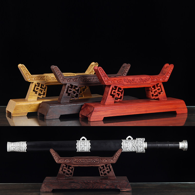 Solid wood engraving town stable sword knife frame mahogany chicken ...