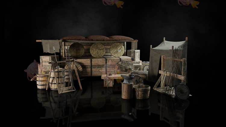 K030中世纪街道市场3D模型KitBash3D Props Medieval Market 格式 c4d/blender/fbx/obj-cg男孩