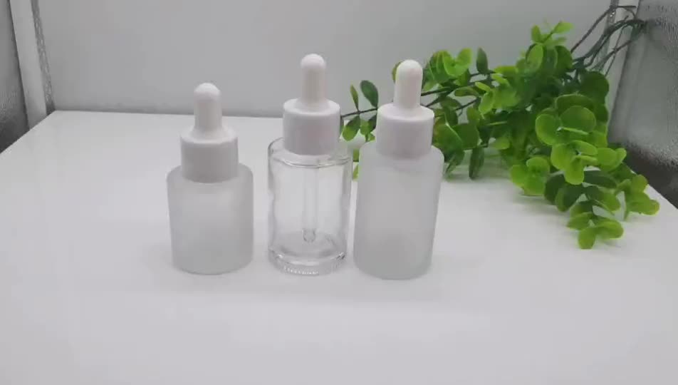 Eco Friendly Skincare Essence Glass Bottle Oil Bottles With Droppers 38ml Empty Clear White And ...