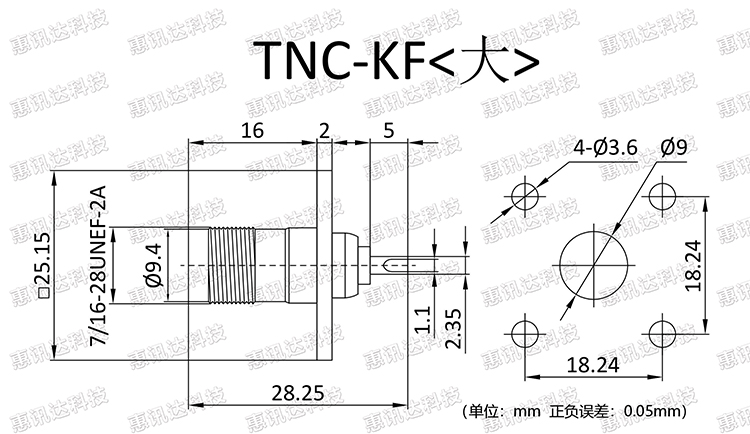 TNC-KF大 TNC-50KF TNC母座 带四孔法兰固定 机壳使用 连接器-阿里巴巴