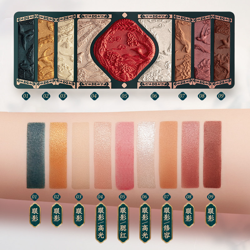 Huaxizi hundred birds to phoenix embossed makeup plate carved eye ...