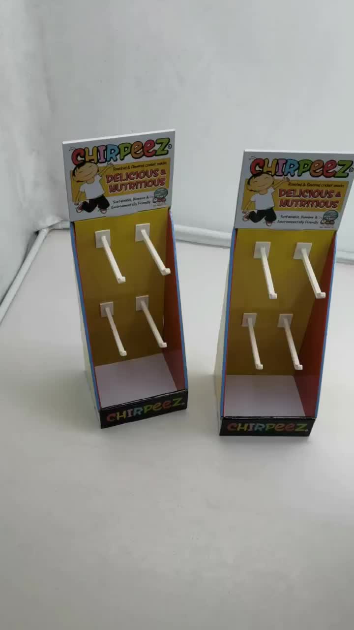 Pop Custom Corrugated Cardboard Counter Display Unit Pop Paper Peg Hooks Table Top Display For ...