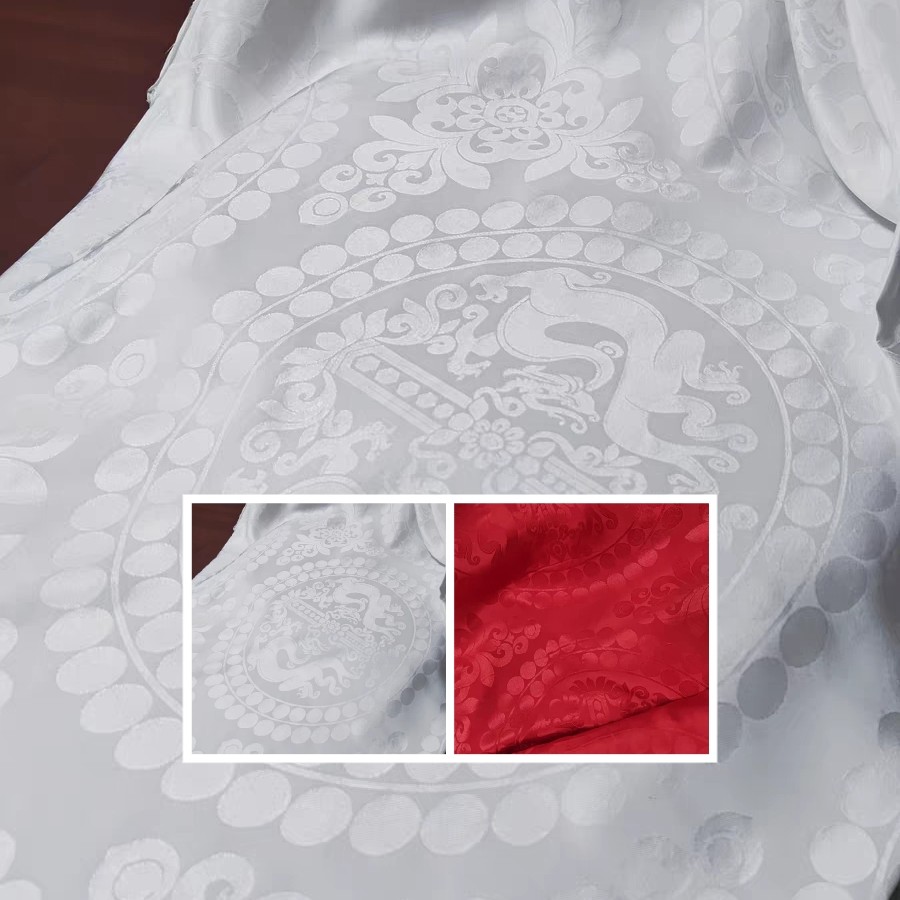 Jingyao silk tang lianzhu dragon pattern silk flat ling fabric｜100% ...