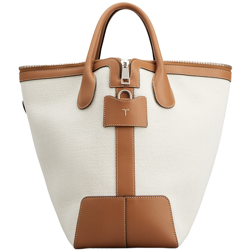 TOD'S官方正品2025早春新款女士DI BAG SWING中号帆布拼皮革手袋-Taobao