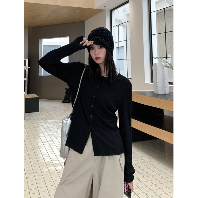 SIXI Sixi Family Spring Fold Paper Sensitive Texture Thin Cardigan ...