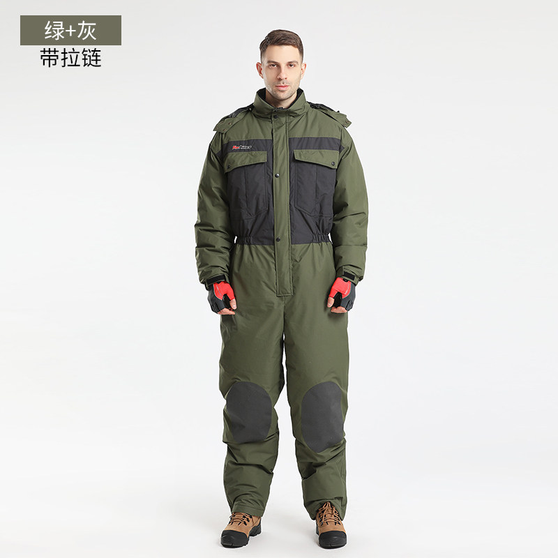 Wind Hunter winter fishing suit down one-piece clothes thickened warm ...