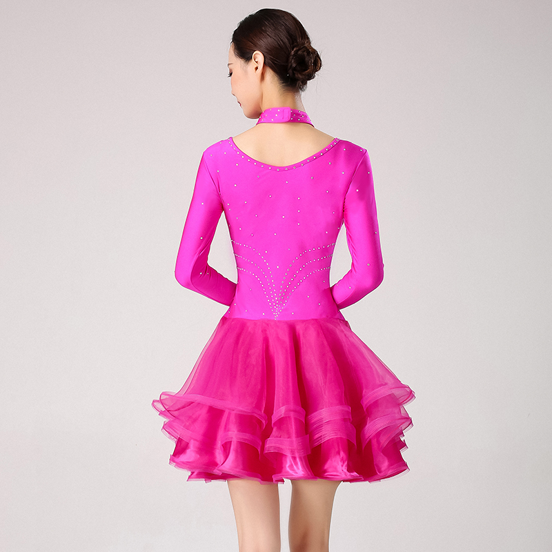 hot pink latin salsa dance dress for women Three step show costumes ...