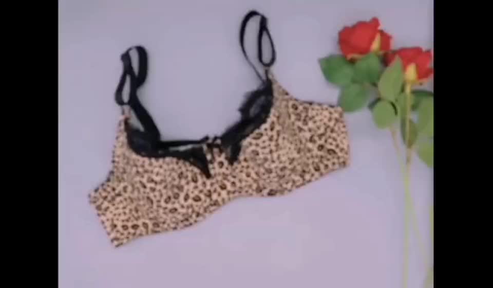 36d-46g Woman Leopard Print Bra Set Gathering Adjustable Sexy Bra And ...