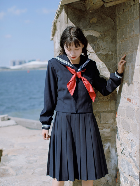 SASATOU jk uniform sailor suit original Kanto collar three white thick ...