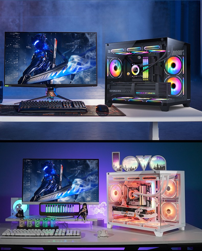 航嘉S960暴风雪X全景版海景房台式电脑机箱黑色/白色机箱适用-阿里巴巴