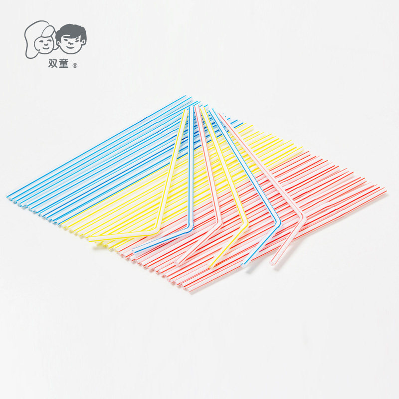 [USD 4.16] Two-child disposable curved plastic straw filled with Cole ...