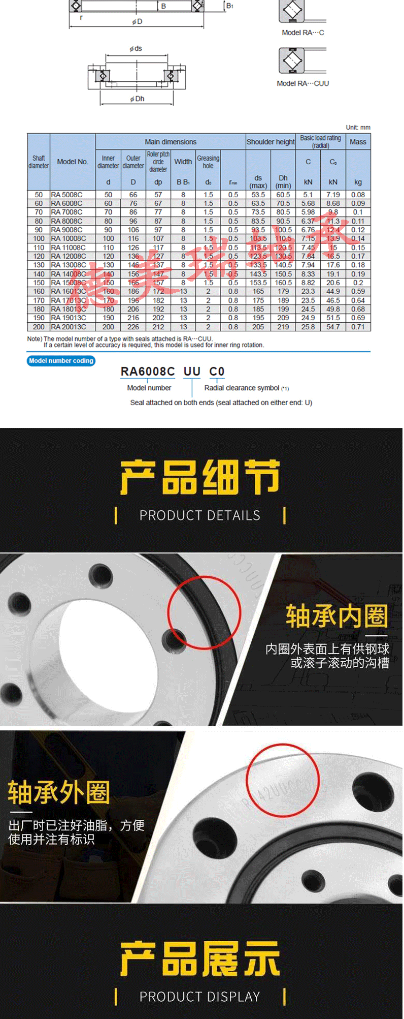 THK交叉滚子轴承RU42 RU66 RU85 RU124 RU148 RU178 RU297 RU445U-Taobao