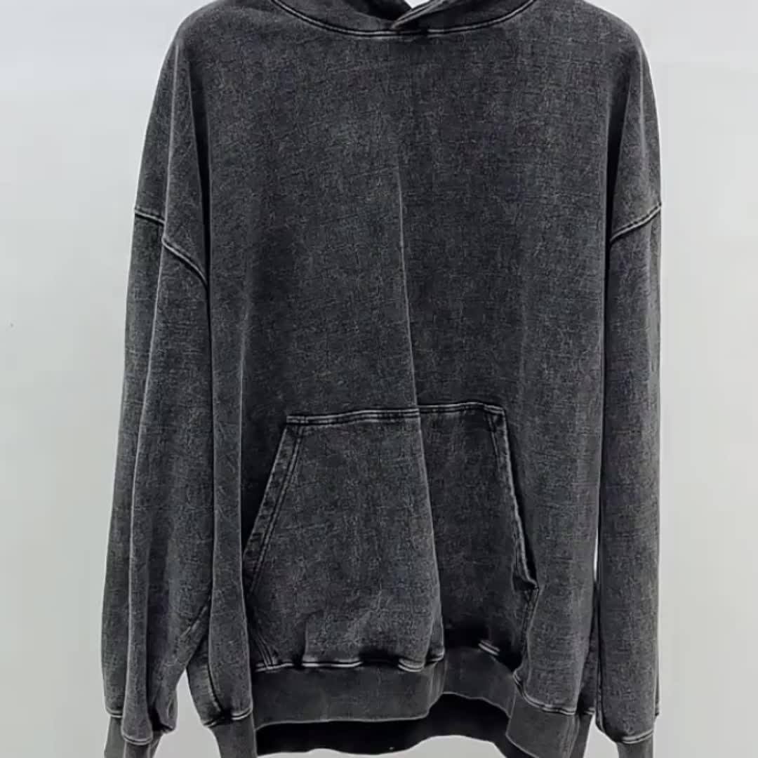 High Quality French Terry Acid Washed Vintage Hoodie Custom Oversized ...