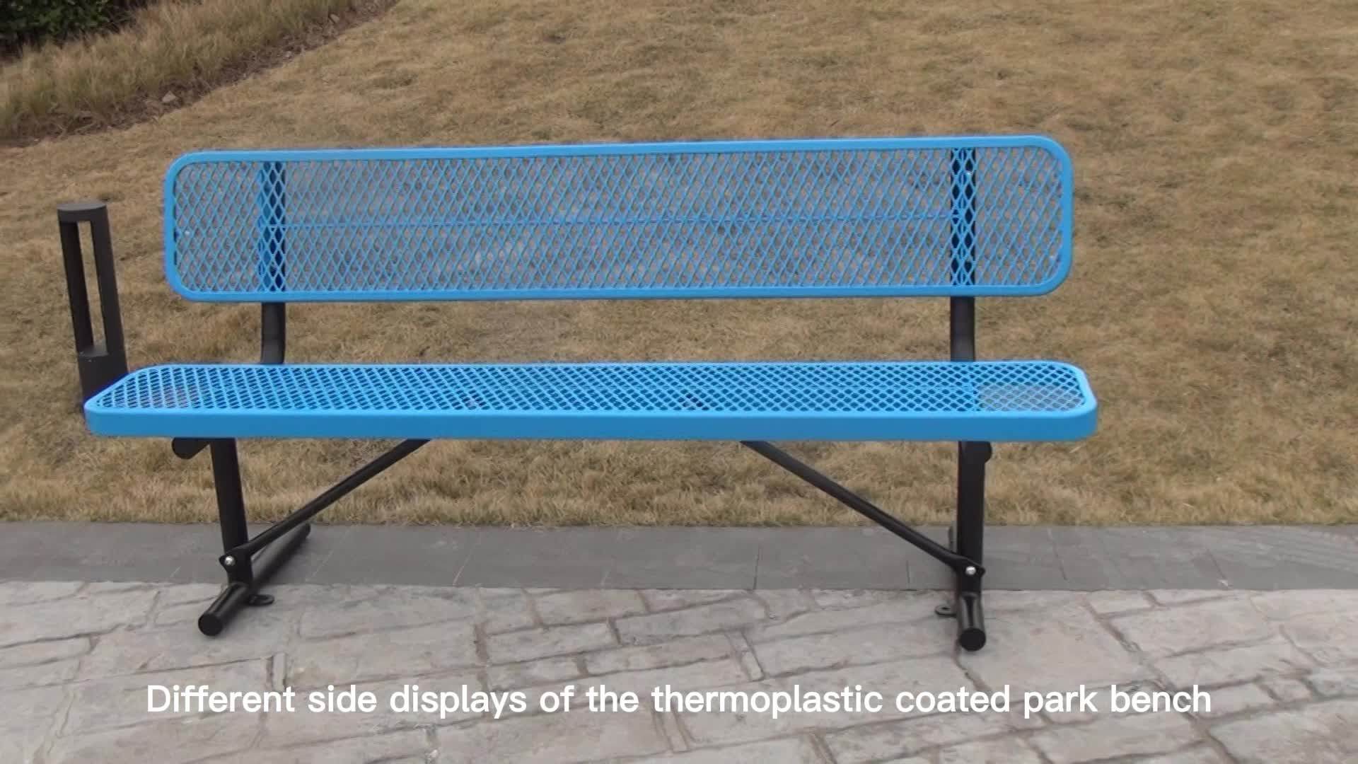 Thermoplastic Coated Steel Patio Park Bench Seat Outside Garden Modern ...