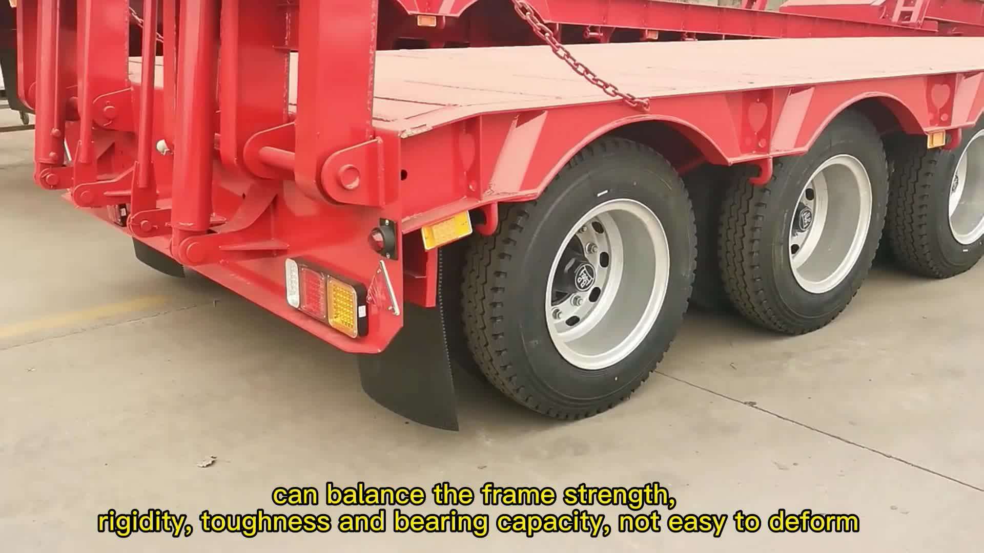 Hydraulic Ladder Low Loader 3 Axle 80 Ton Lowbed Semi Trailer With ...