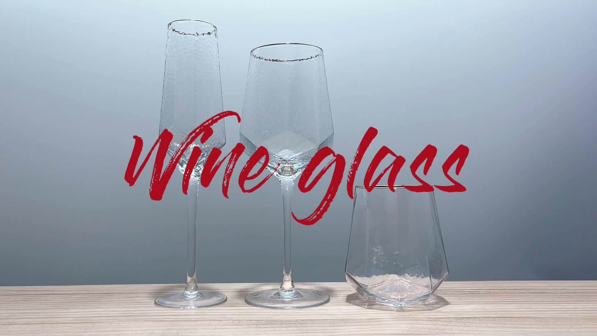 Colored Champagne Glasses Custom Diamond Gold Rim Shape Hand Blown Long ...