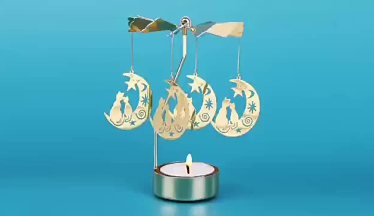 Rotary Christmas Candle Holder Rotating Silver Spinning Tea Light ...
