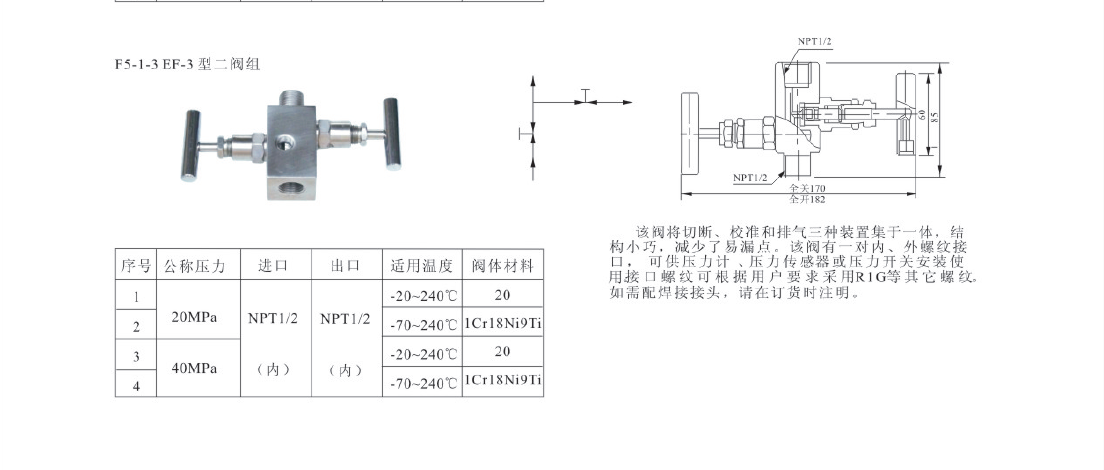 二阀组不锈钢二阀组一体化二阀组 EF-3内外1/2NPT双阀组上海屹沃-阿里巴巴