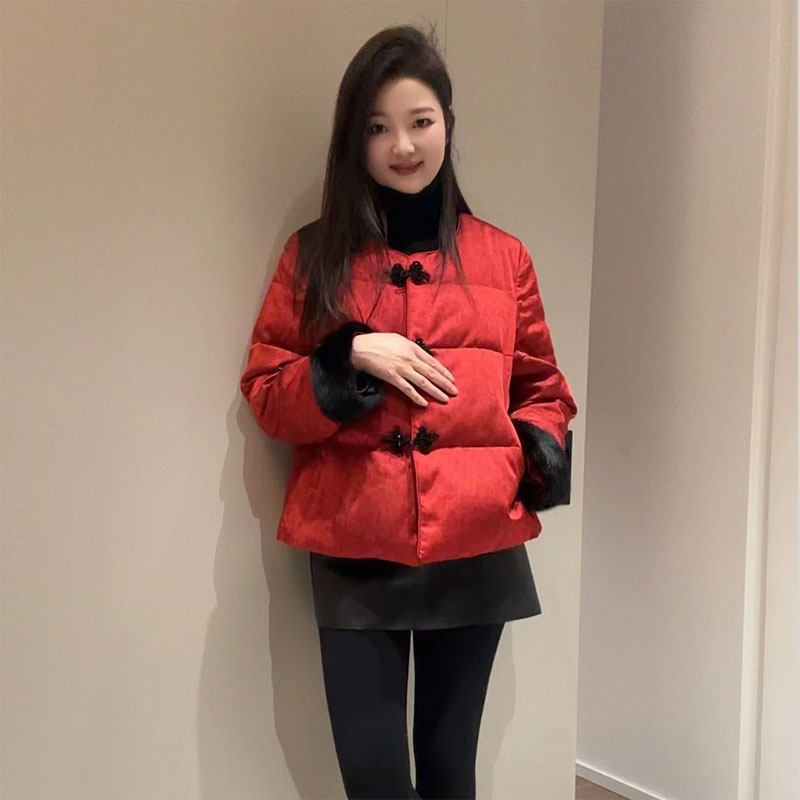 🔥 New chinese retro style | A must-have light luxury red down jacket ...