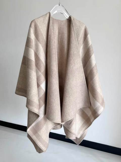 Light luxury lamb wool cashmere cloak double-sided large shawl British ...