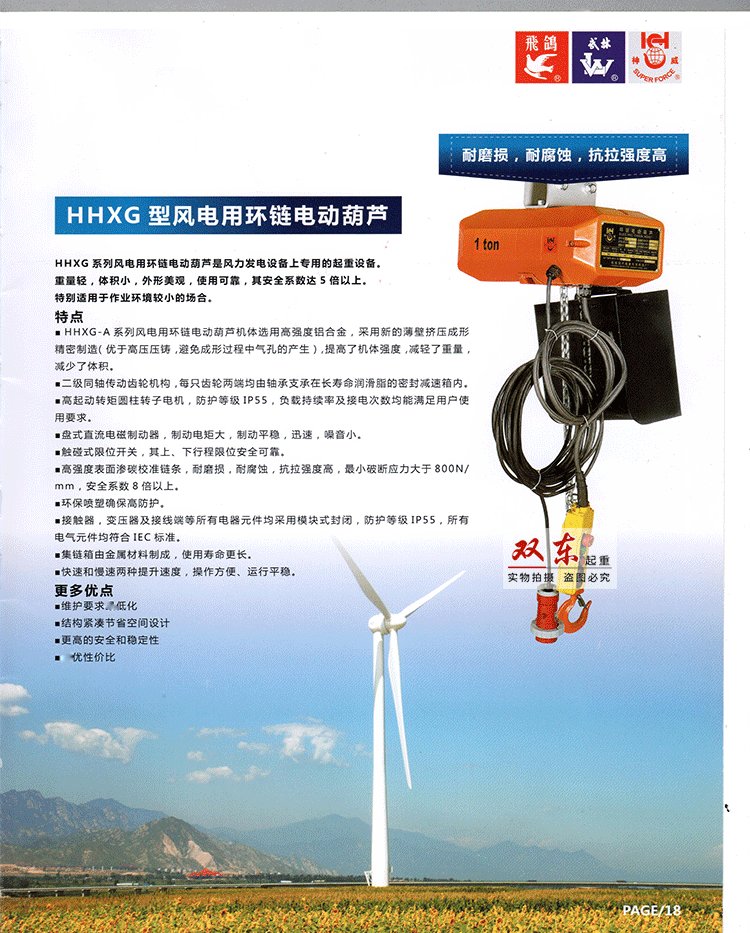 神威牌HHXG风桶电力环链电动葫芦提升机杭州武林现代冠林机舱吊车