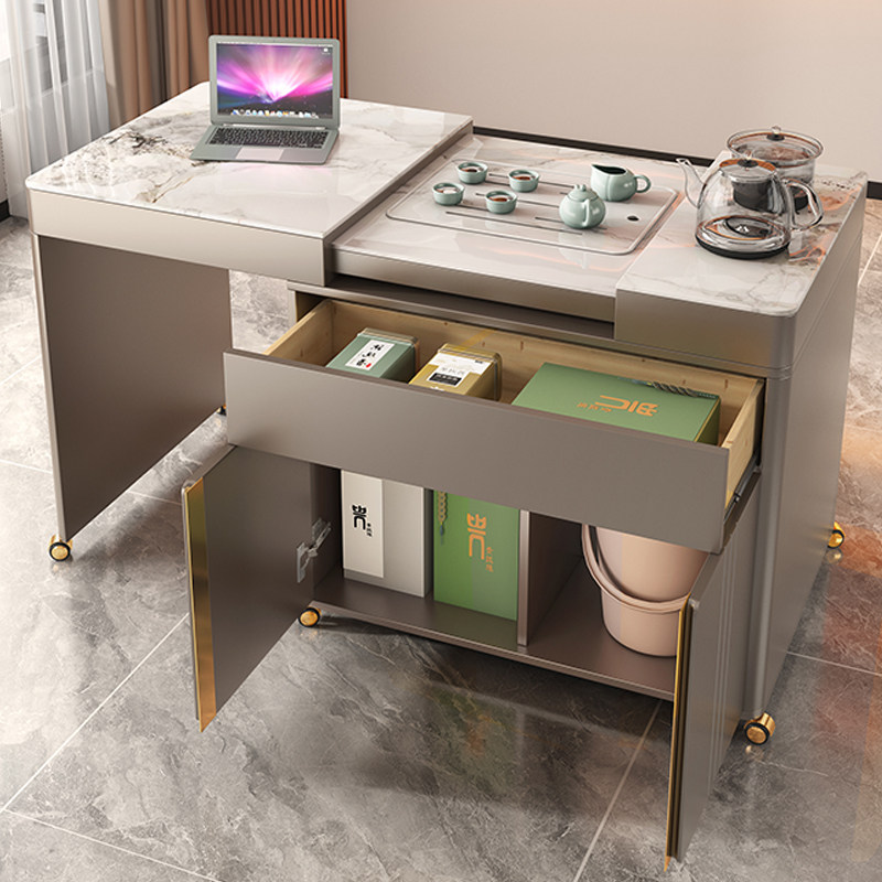 [USD 1094.11] Light and luxury rock plate telescopic tea table home ...