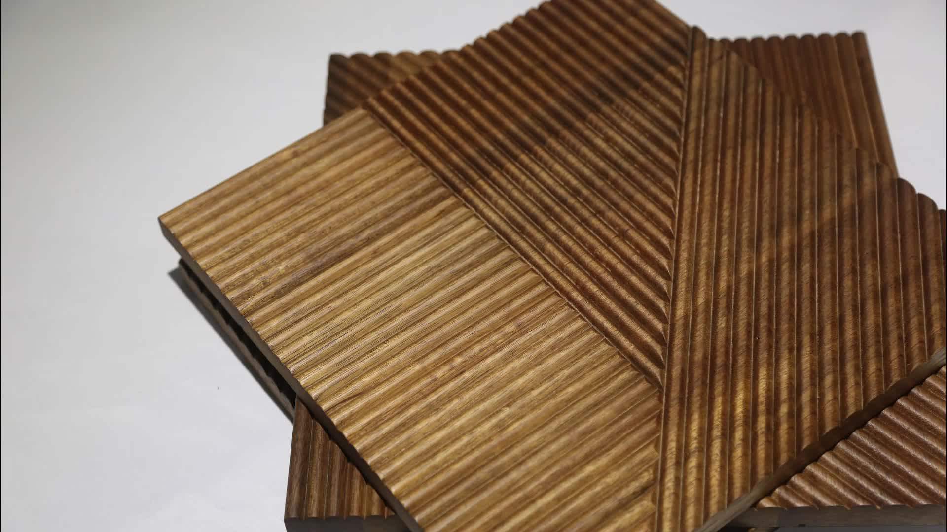 Solid Wood Construction 3d Interior Wall Long Slat Decorative Geometric ...