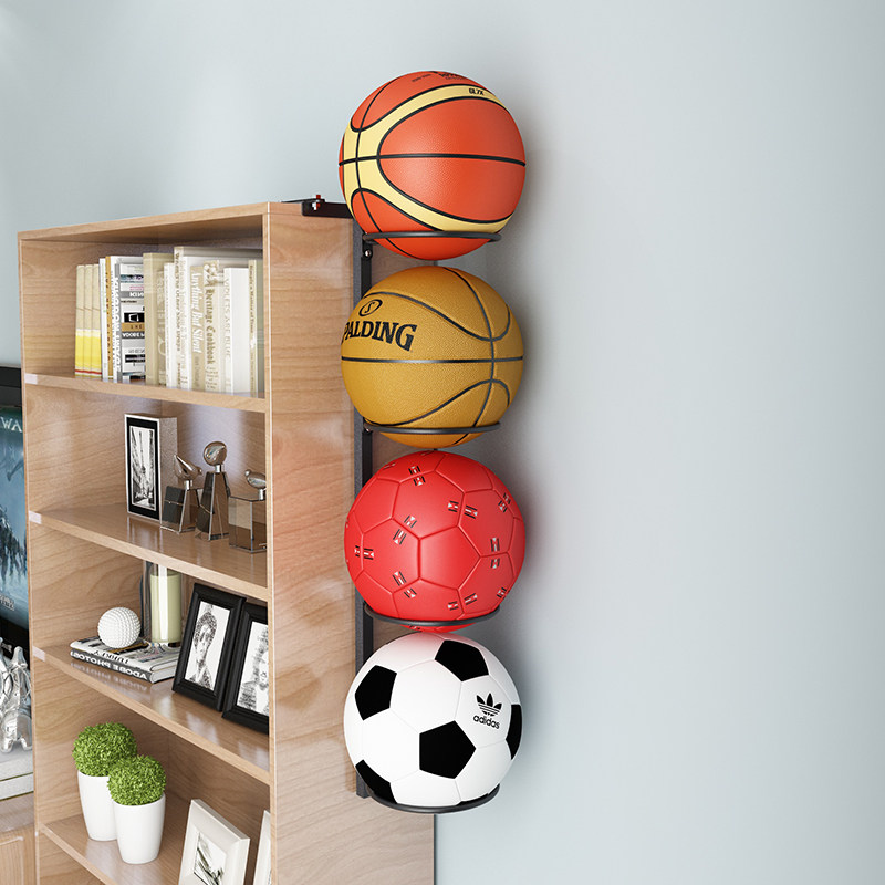 Nail-free hanging basketball and football storage rack on the side of ...