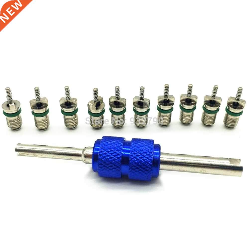 10 AC A/C Valve Cores With Valves Core Remover Tool Valve Ke