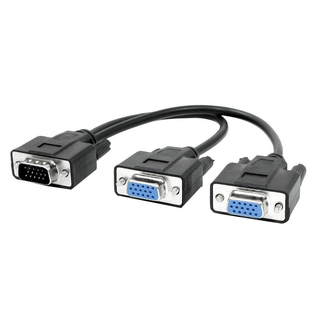 VGA 15 Pin Male to 2 Female Plugs Computer Connector Cable B评价 - 淘宝网