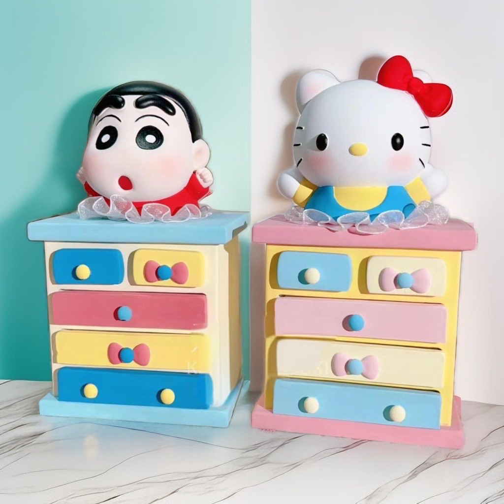 Hello kitty cat crayon shin-chan plaster doll coloring separates drawer ...