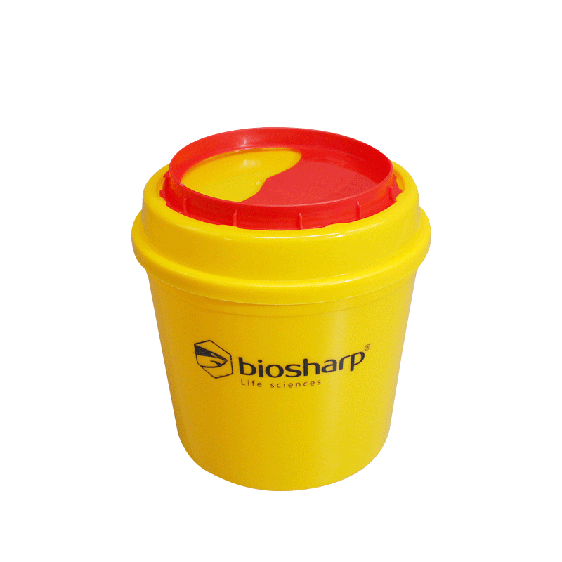 biosharp 黄色利器盒圆形带盖密封 pp聚丙烯材质 废弃物盒锐器盒实验室废物桶加厚垃圾桶-Taobao